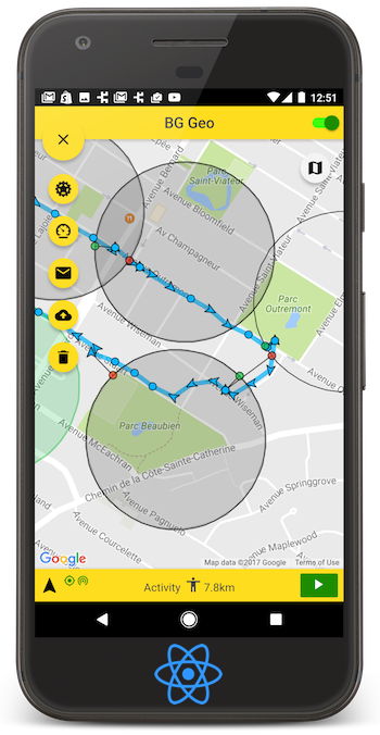 React Native Background Geolocation Transistor Software